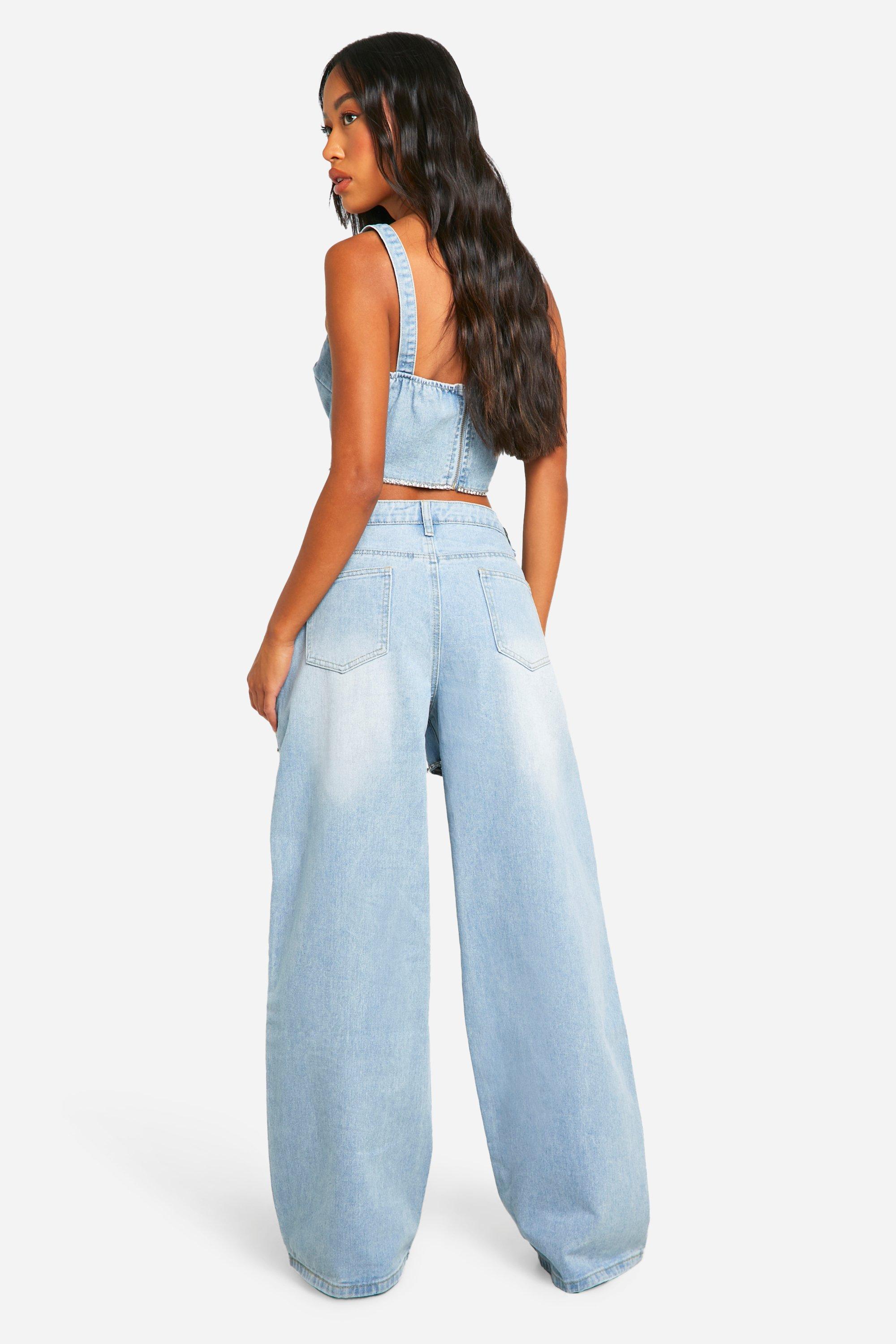 Diamante Trim Cut Out Detail Jeans